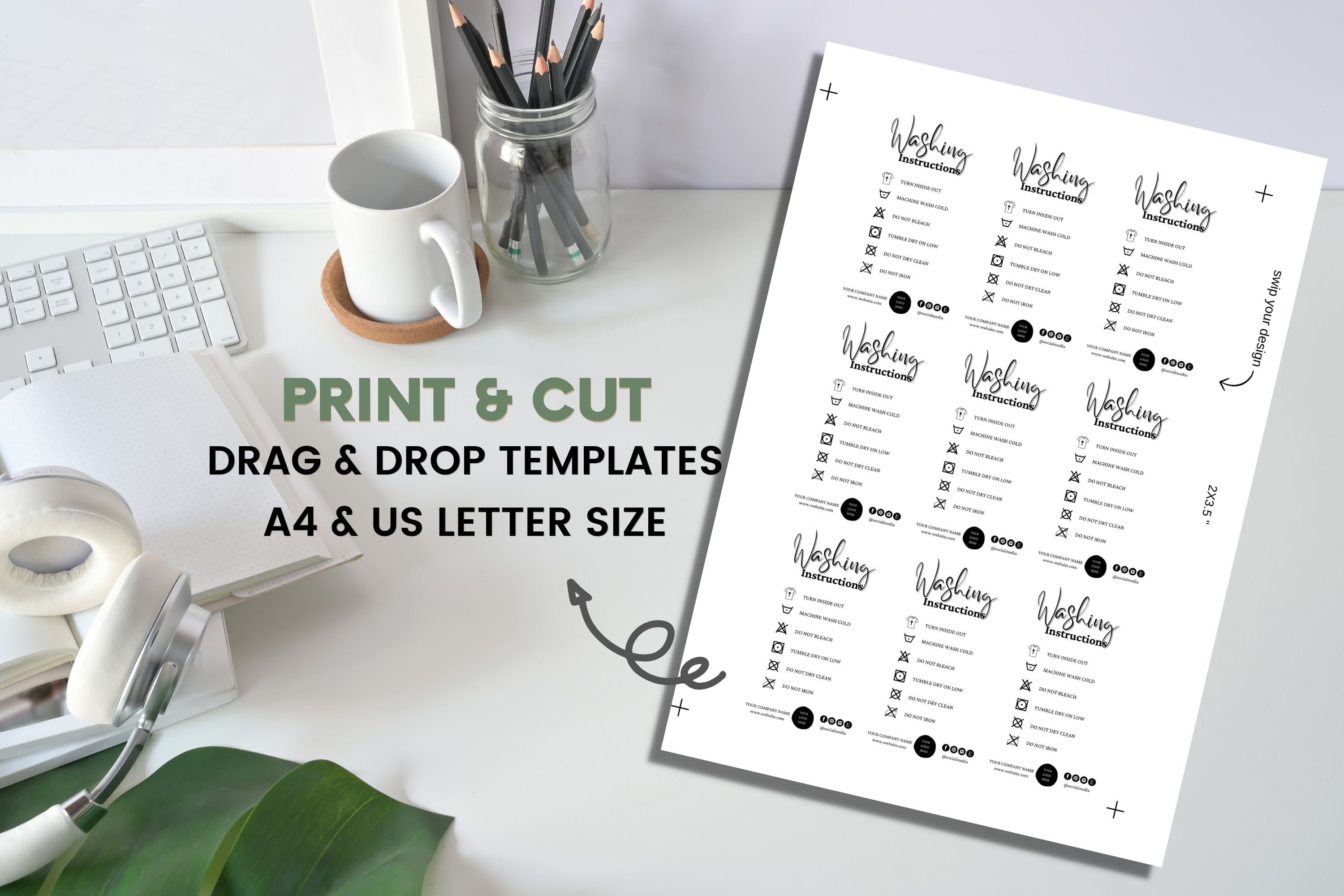 Editable Washing Instruction Card, Editable Shirt Care Card, Clothing ...