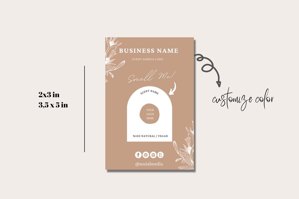 Editable Candle Scent Sample Card Template, Fragrance Tester Card ...