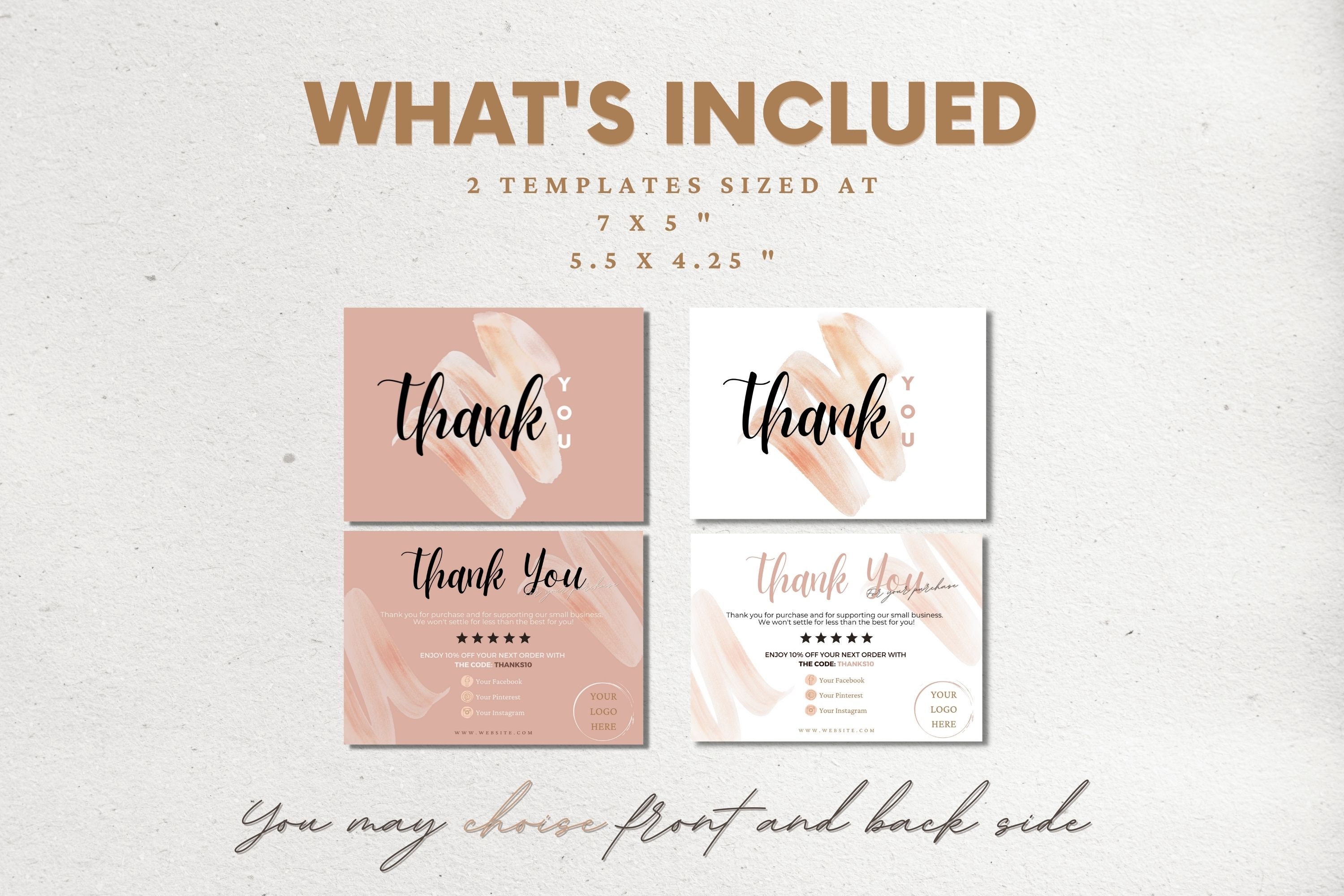 Editable Thank You Card Printable Modern Thanks Card - Etsy
