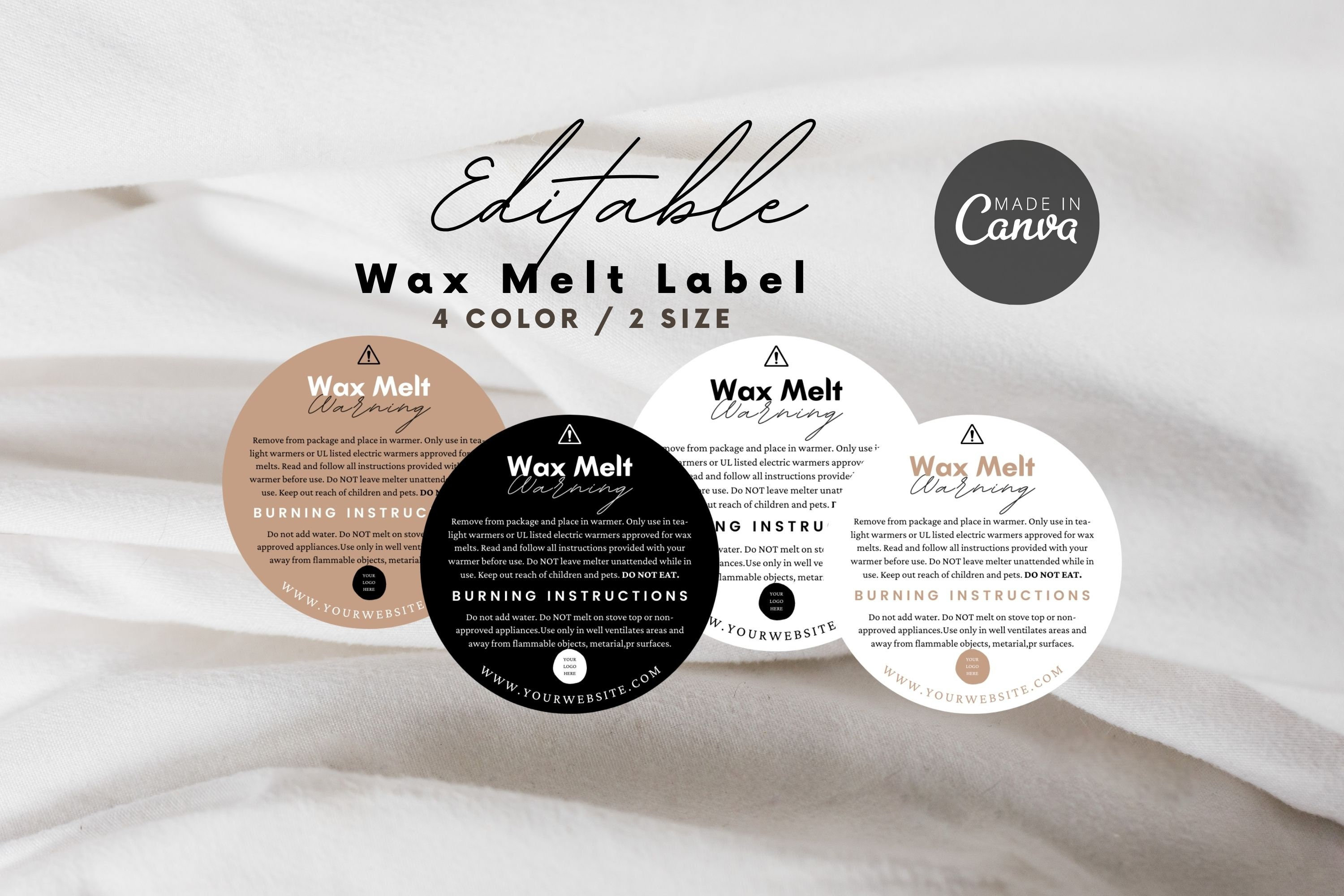 Editable Wax Melt Warning Label, Custom Printable Wax Melt Care ...