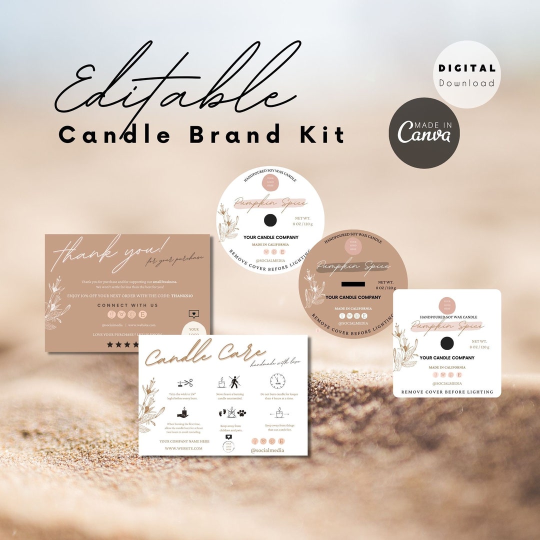 Editable Candle Business Bundle Templates, Candle Dust Cover, Boho ...