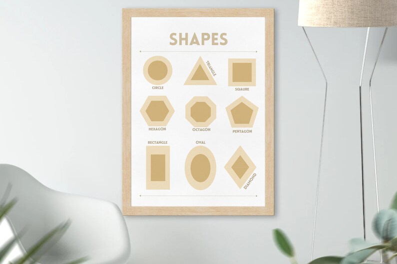 Shapes Chart Printable Natural Tones Wall Art, Educational Print ...