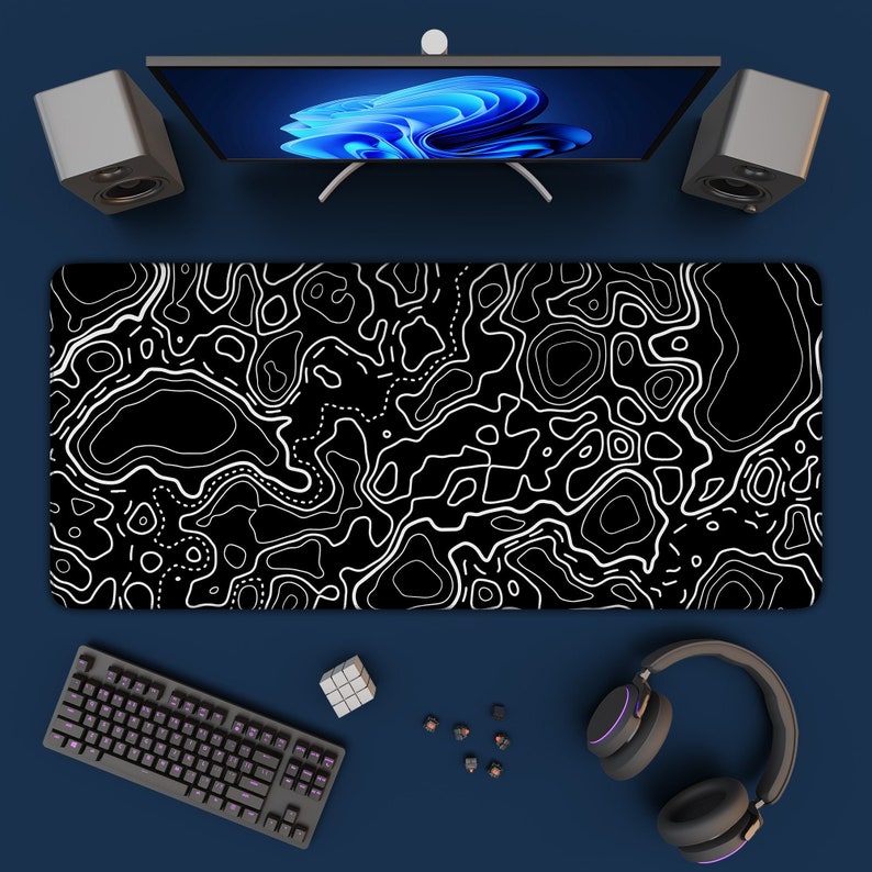 Black Topographic Mousepad Topographic Xxl Mouse Pad Extra - Etsy Australia