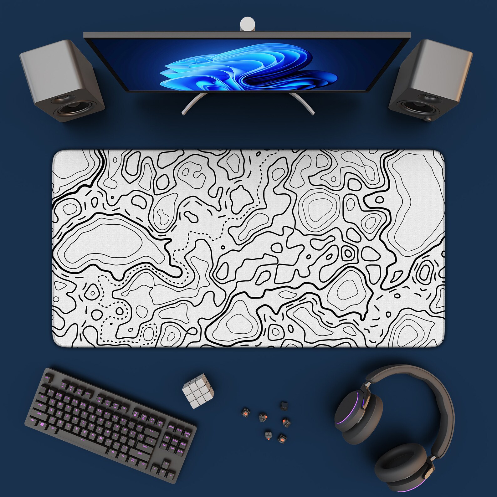 White Topographic Mousepad Topographic Xxl Mouse Pad Extra - Etsy