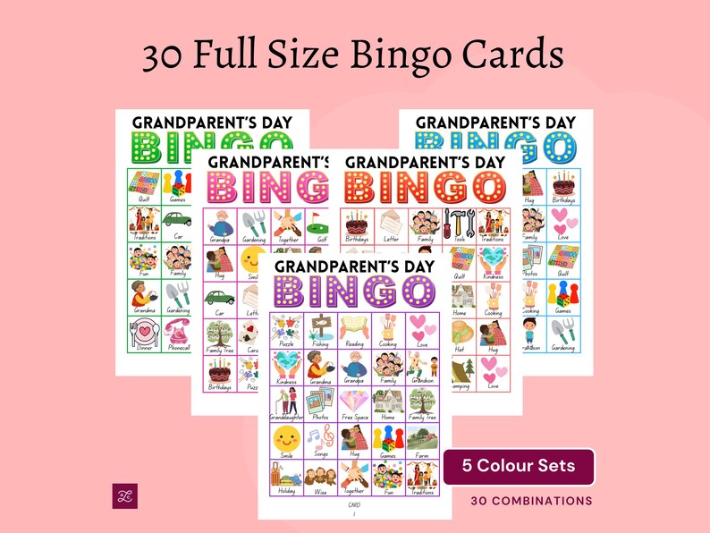 Grandparent's Day Picture Bingo | Classroom Activity | 30 Unique Cards ...