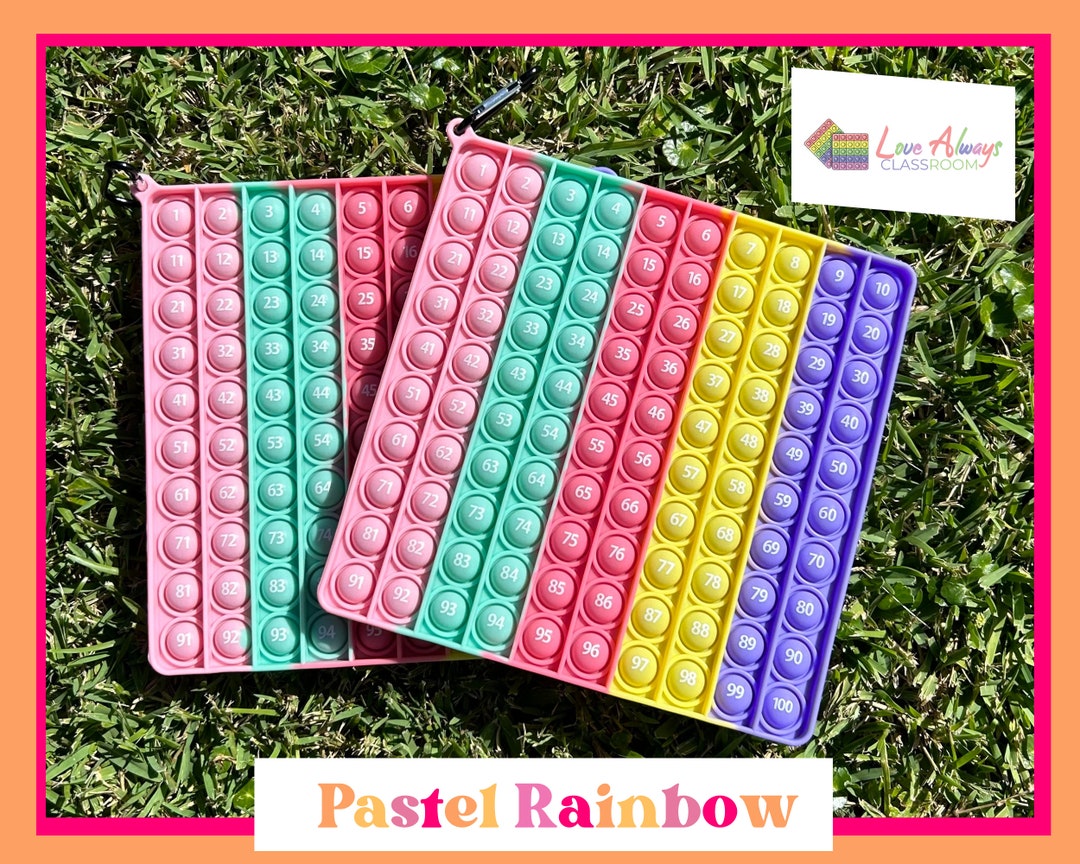 Pastel Rainbow - Pop It, Hundreds Chart, Montessori, Hundred Frame ...
