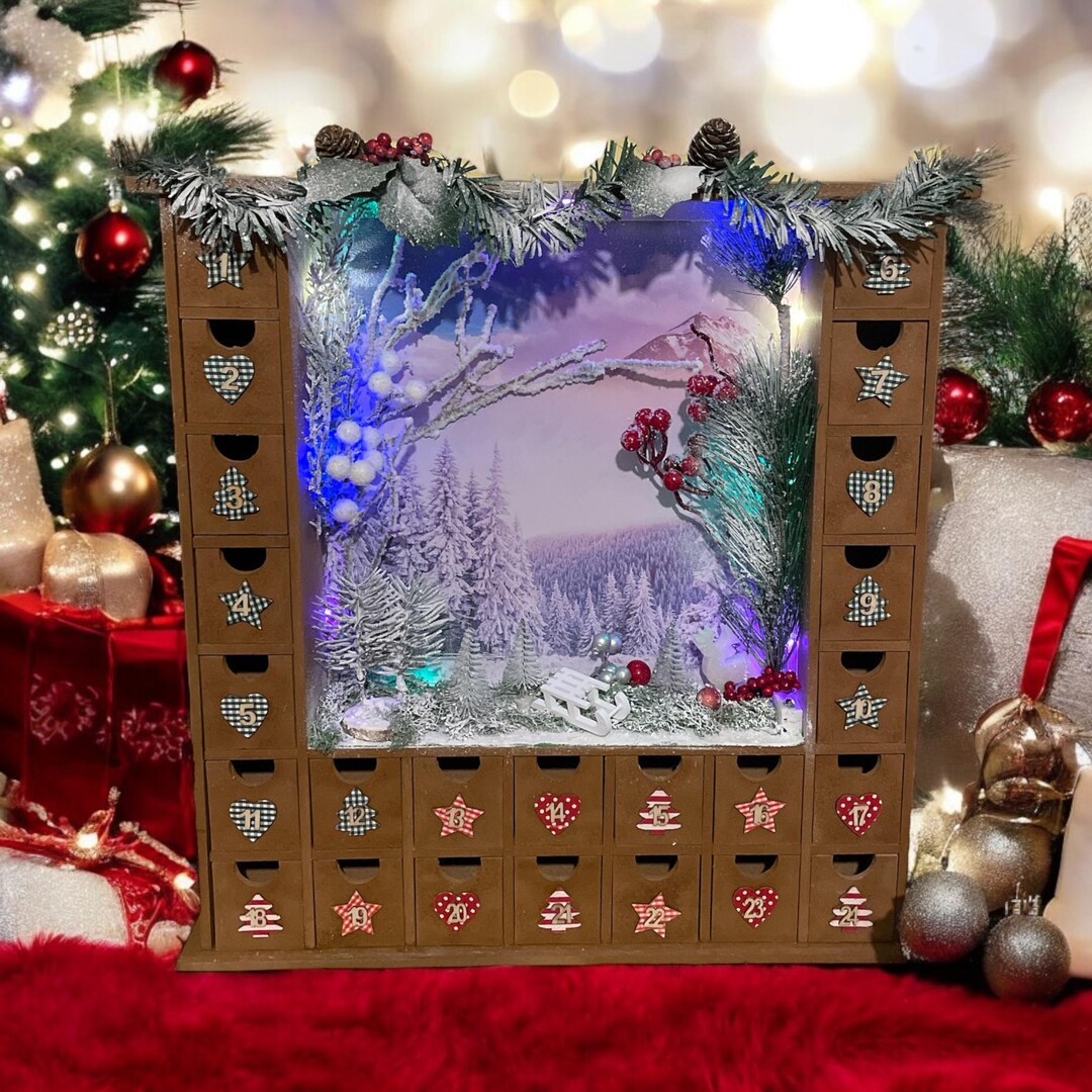 Wooden LED Advent Calendar /wooden Advent/reusable Christmas Decoration ...