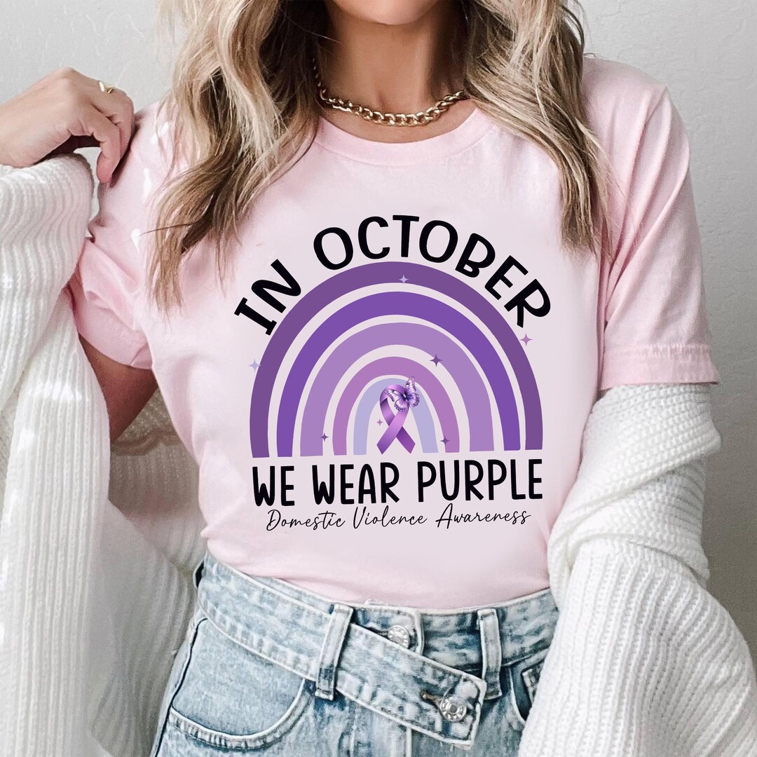 Rainbow Butterfly Domestic Violence Awareness Shirt, Purple Ribbon ...