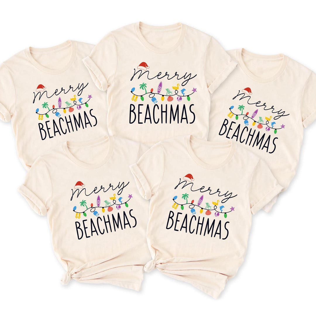 Merry Beachmas Beach Trip Tshirt, Beach Christmas Shirt, Funny Holiday ...