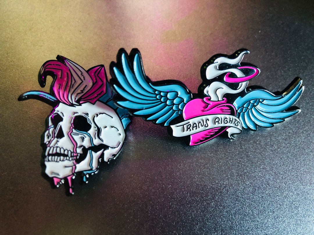 Trans Punk Pins! Tranarchy Skull / Trans Rights! (enamel Pins) - Etsy