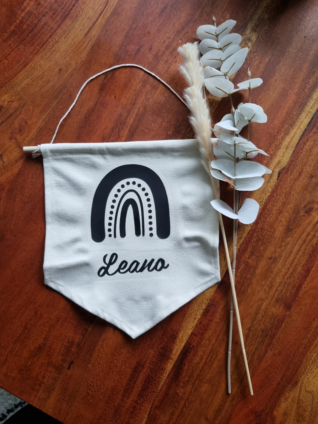 Rainbow Pennant Door Decoration Fabric Pennant Customizable Name Tag ...