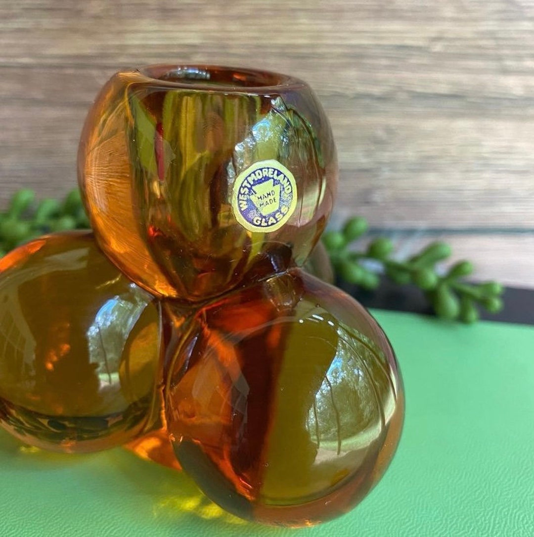 Vintage Westmoreland Amber Glass Grapes Candle Holder - Etsy