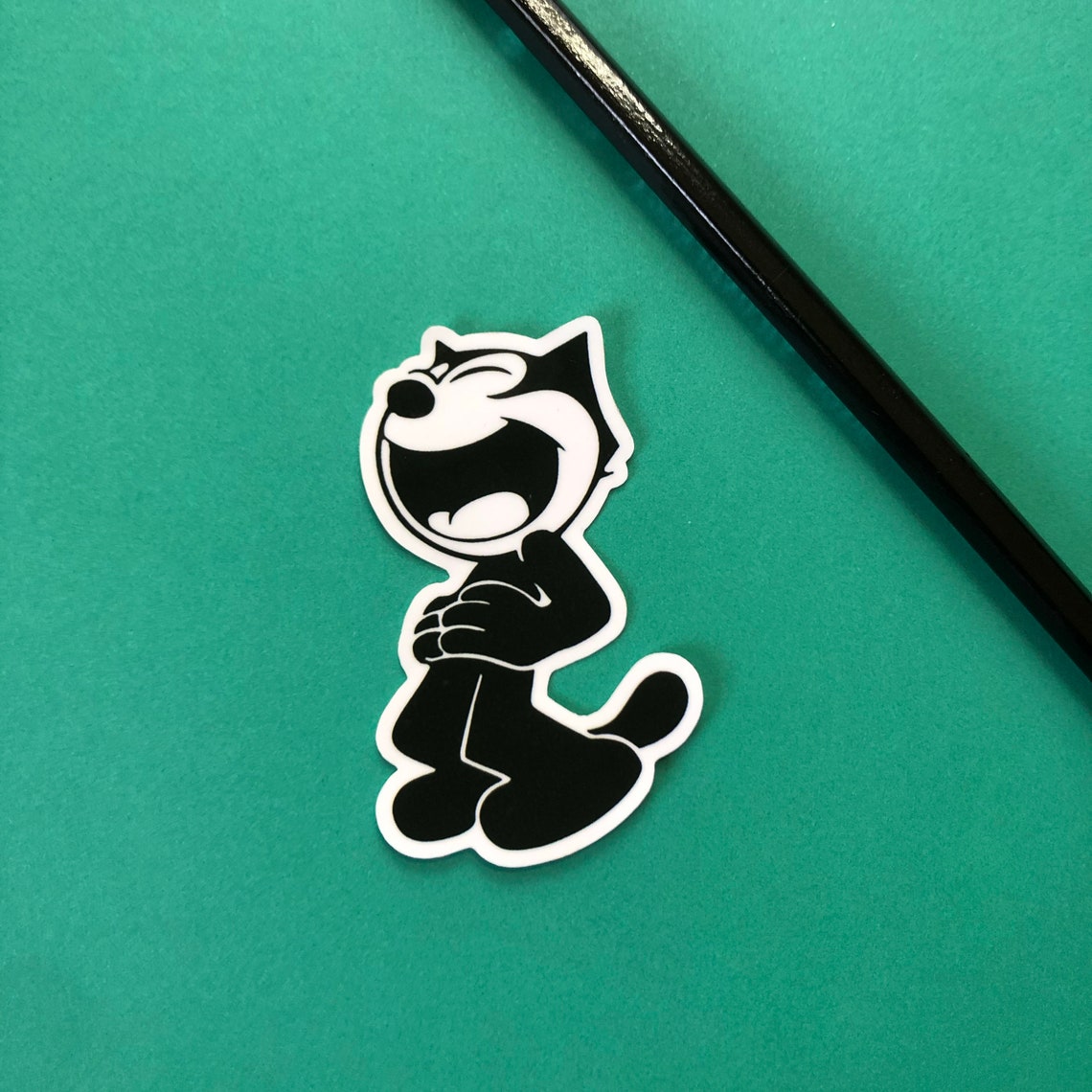 Felix the Cat Laughing Cartoon Die Cut Sticker Handmade Waterproof ...
