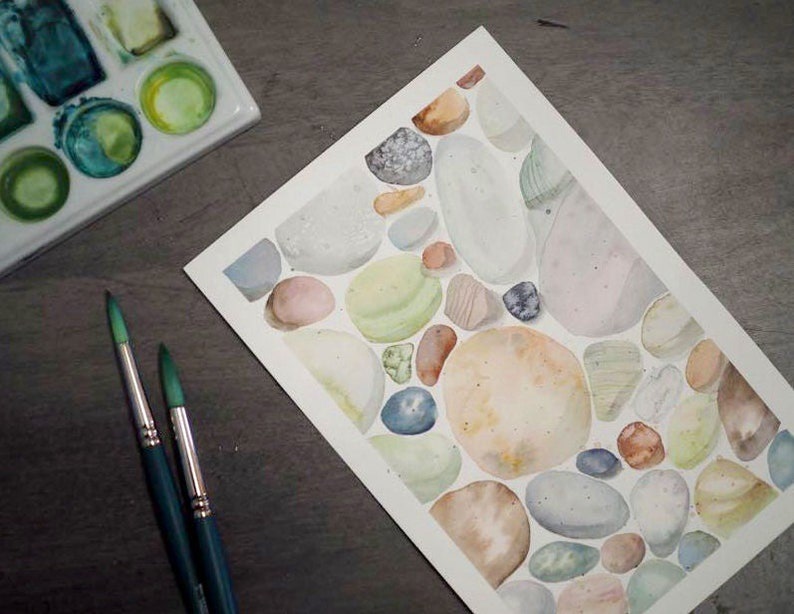 Pebbles - Original Watercolour - Etsy