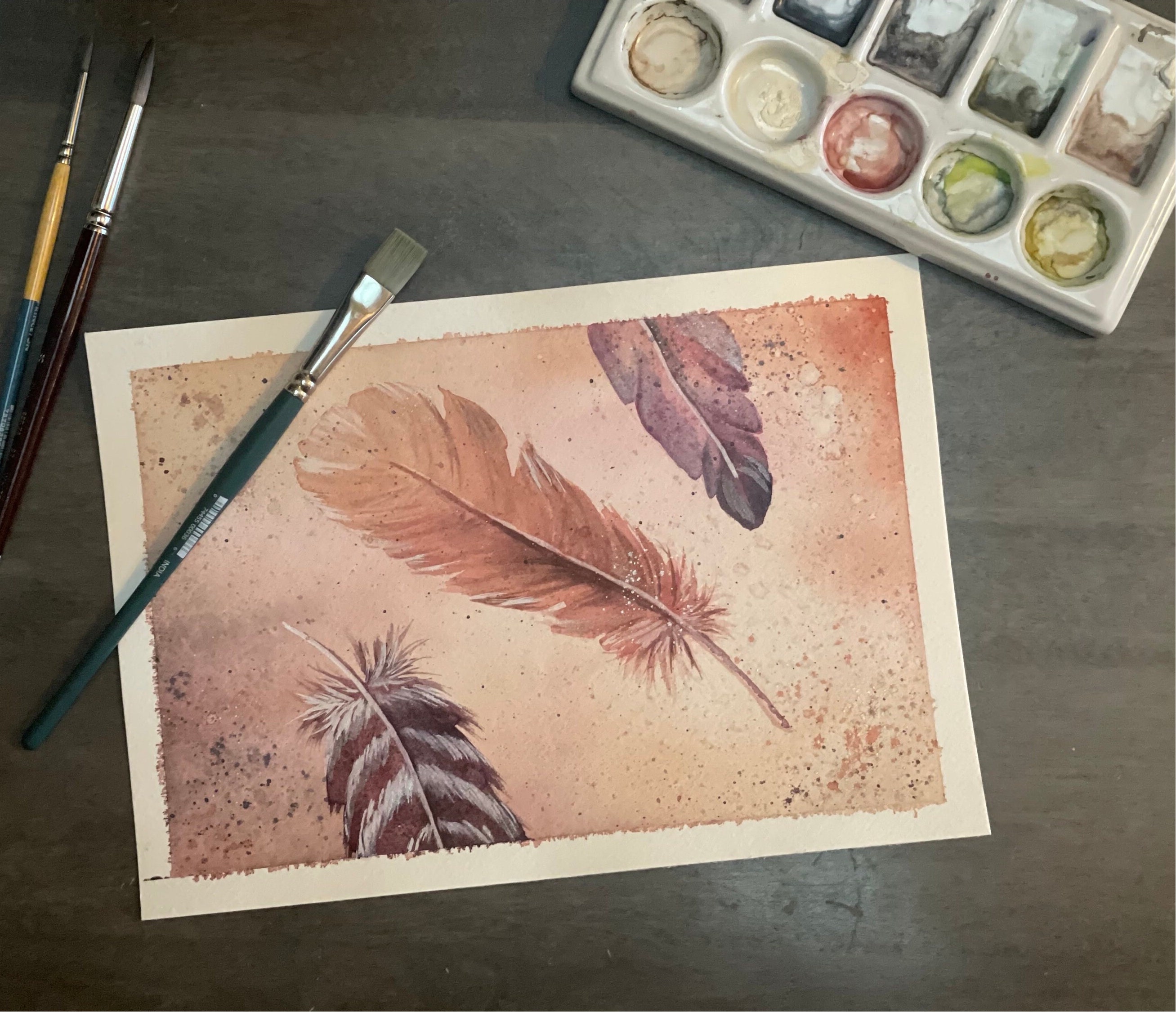 Feathers Original Watercolour - Etsy