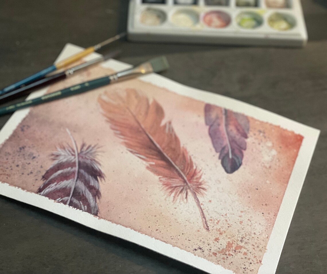 Feathers Original Watercolour - Etsy
