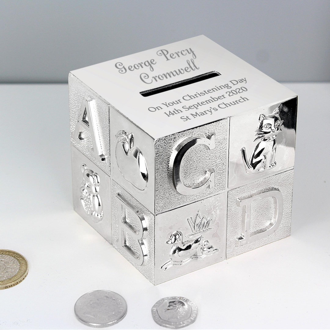 Christening Baptism Silver Money Box Personalised Gift - Etsy
