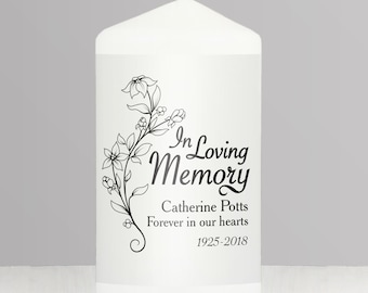 Personalised in Loving Memory Wreath Pillar Candle by Cellini - Etsy