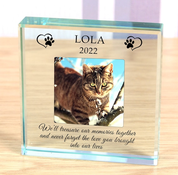 Cat Photo Memorial Glass Keepsake to Remember a Loved Pet With | Etsy