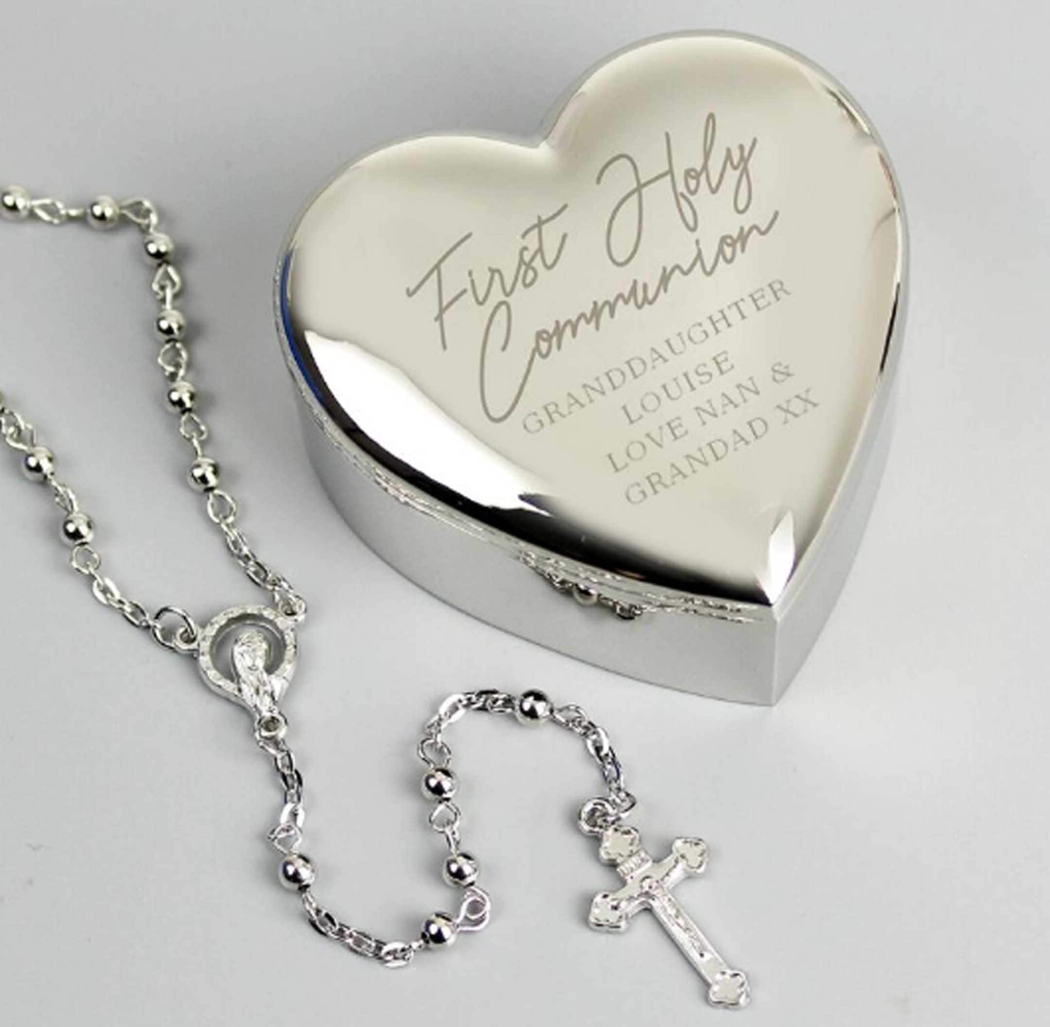 Granddaughter First Holy Communion Heart Silver Plated Trinket Box ...