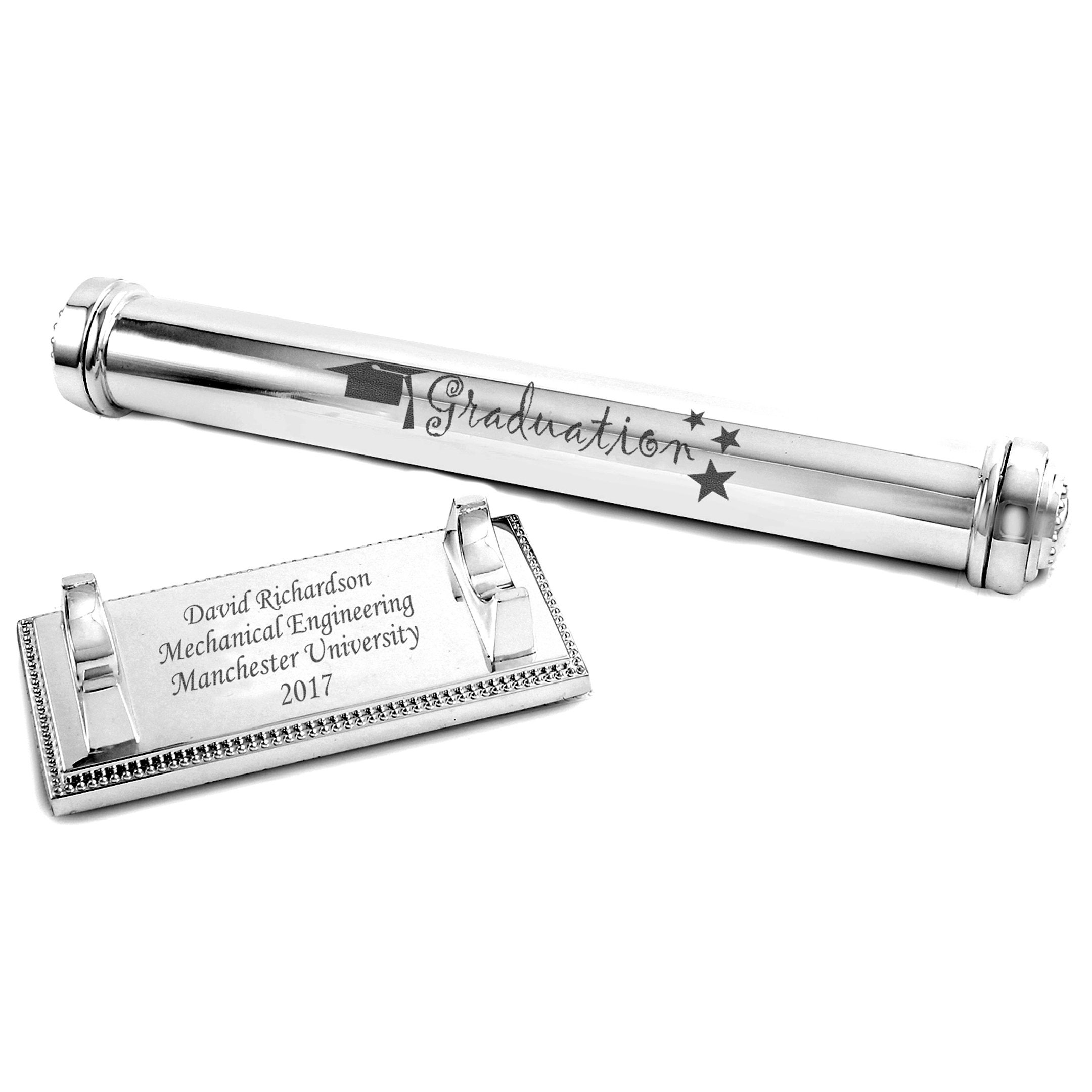 Graduation Silver Plated Certificate Holder Personalised Gift Keepsake ...