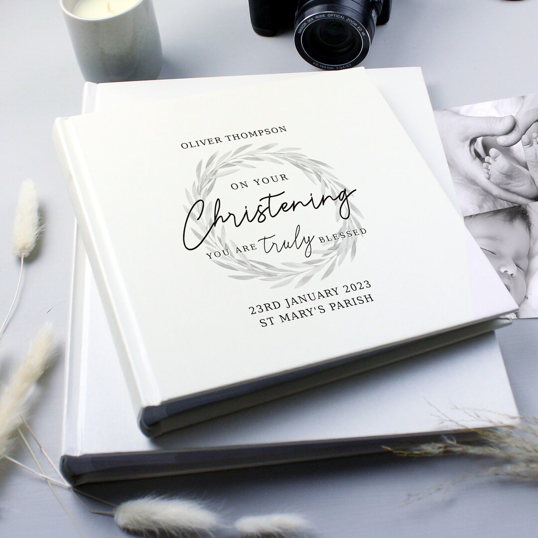 Personalised Square Christening Photo Album With Sleeves by Cellini ...