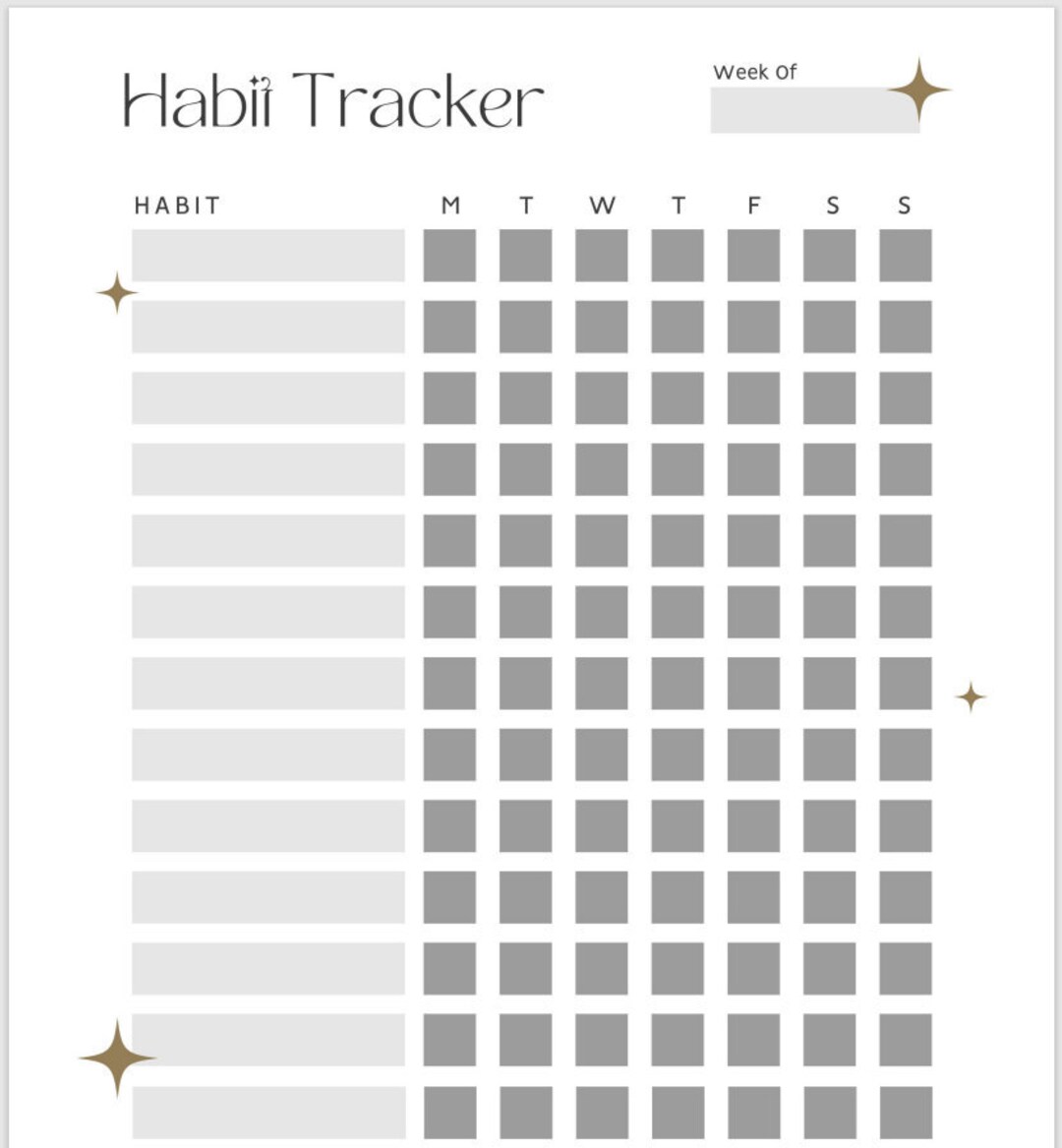 Printable Habit Tracker – Modern Star – Letter Size - Etsy