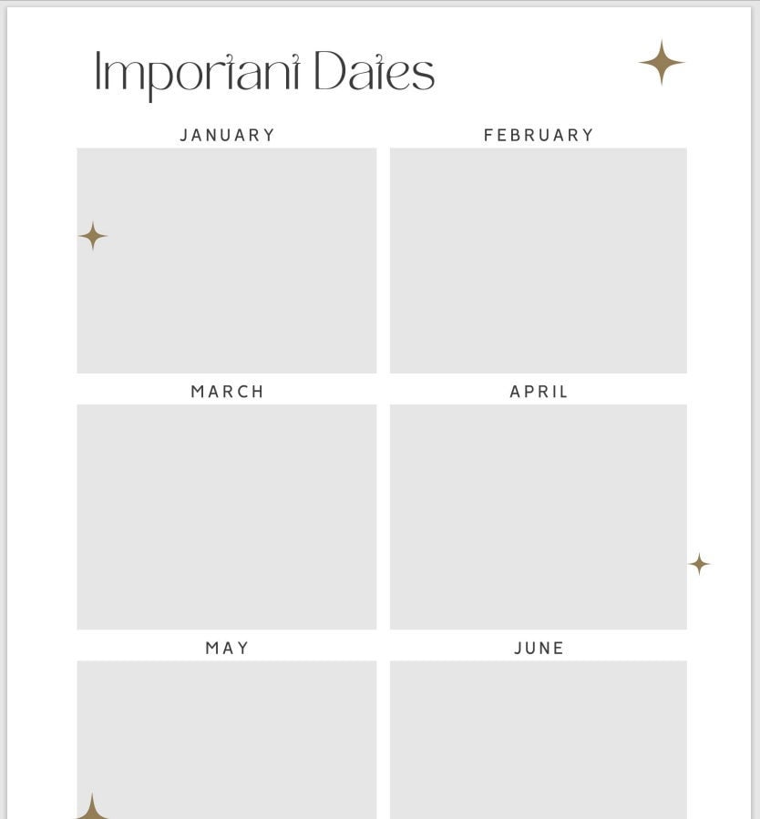 Printable Important Dates – Modern Star – Letter Size - Etsy