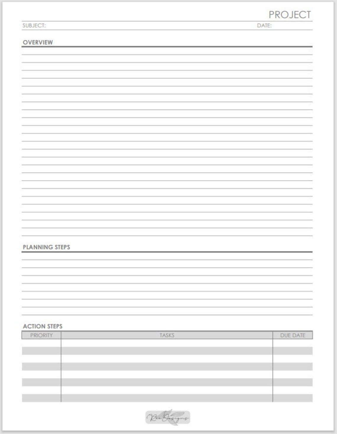 Printable Professional Project Planning Sheet - Letter Size - Etsy