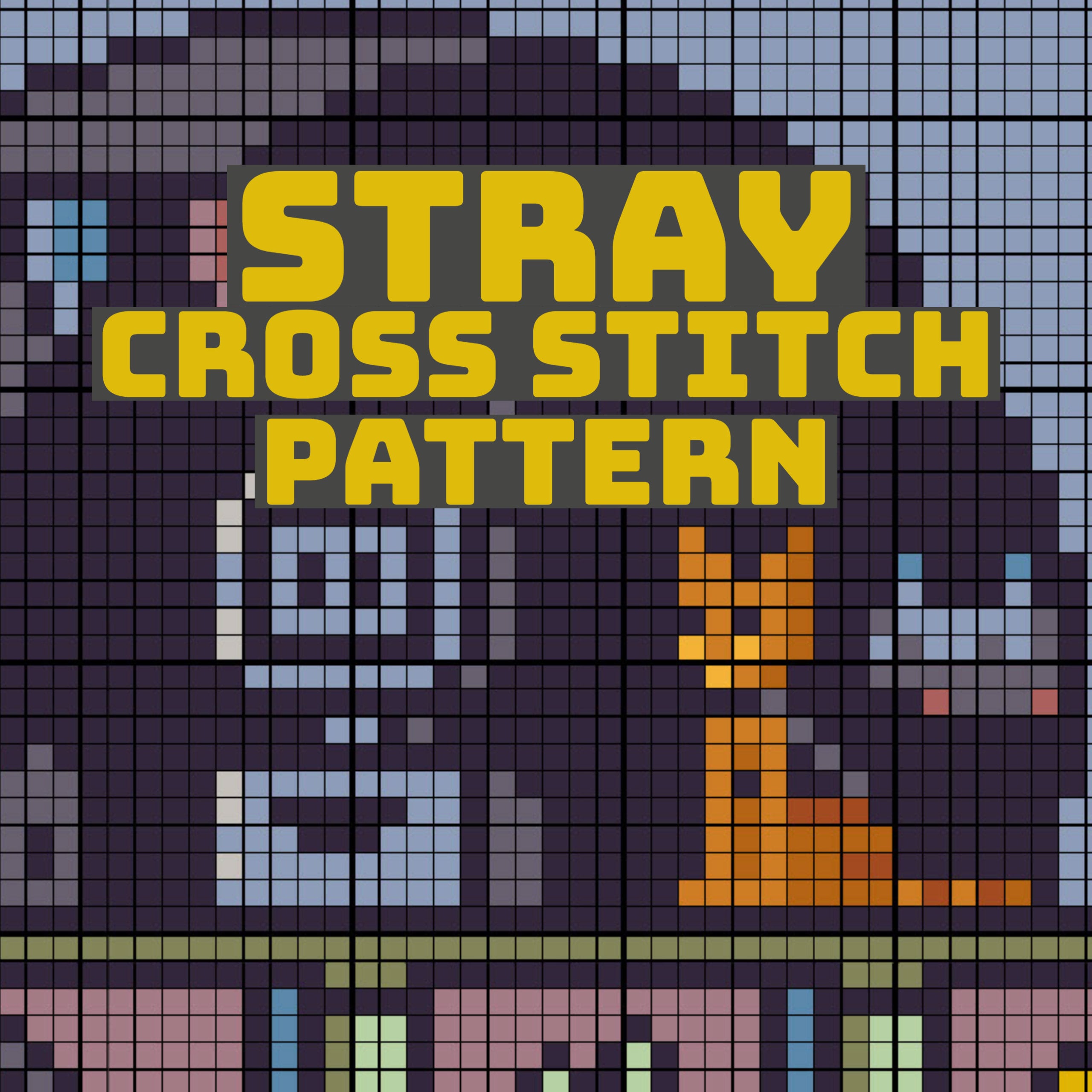 Stray Cross Stitch Pixel Art Pattern | Stray & B12 | Instant Download ...