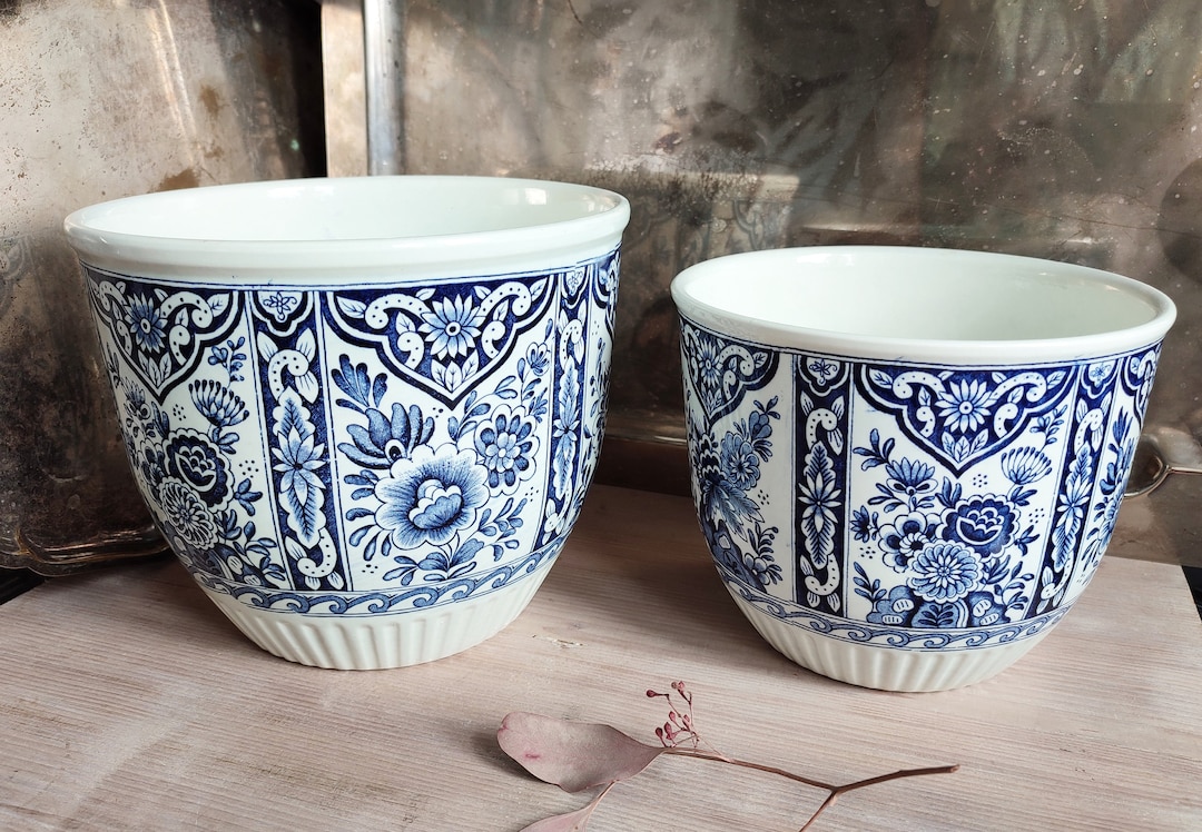 M21 Large DELFT Ceramic Planter Pot for Plants in Cobalt Blue With ...