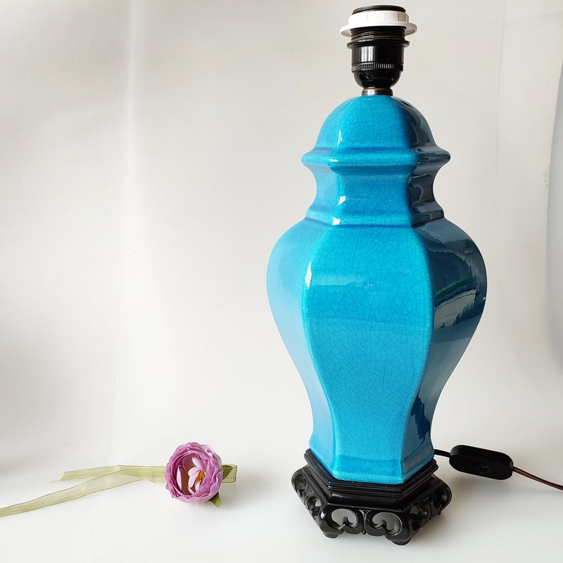 Blue Ceramic Lamp - Etsy UK