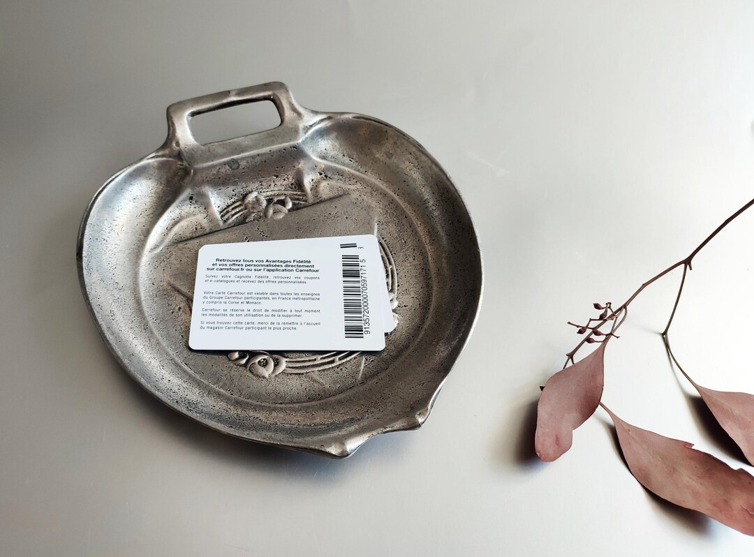 ZINN Stylish Bowl Art Nouveau Plate Vintage MOD DEP Tin 95% Rose Motif ...