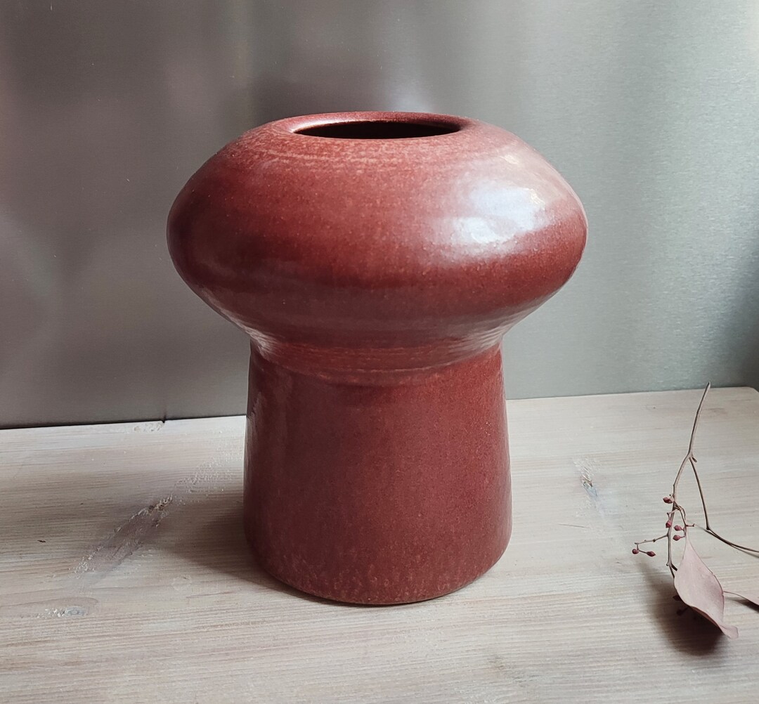 Vintage Fat Lava Vase Ceramic in Red Brown Gubbels Helden Holland ...