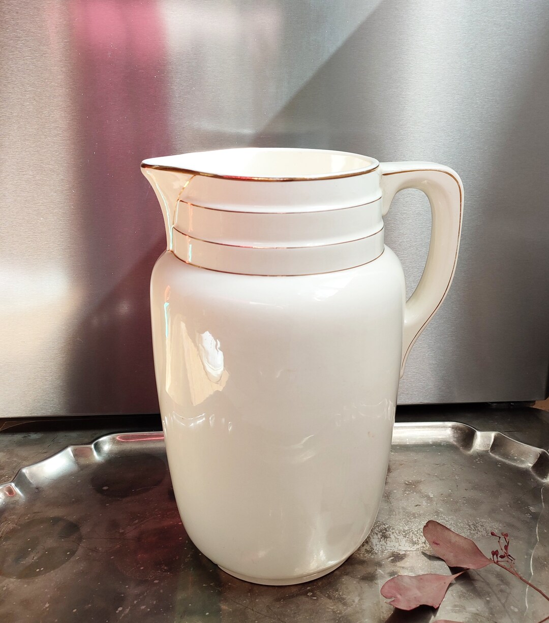 WASH PITCHER Antique Handle Jug Large Jug Washing Jug With Gold Rim ...