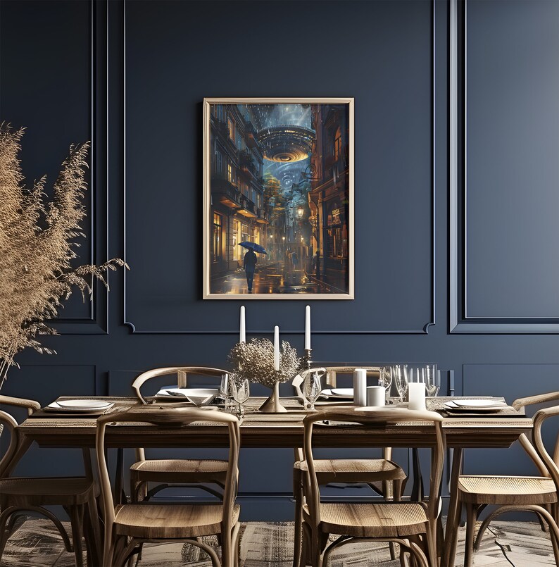 PRINTABLE Ufo City Streets Rainy Print, Digital Download Sci Fi Alien ...