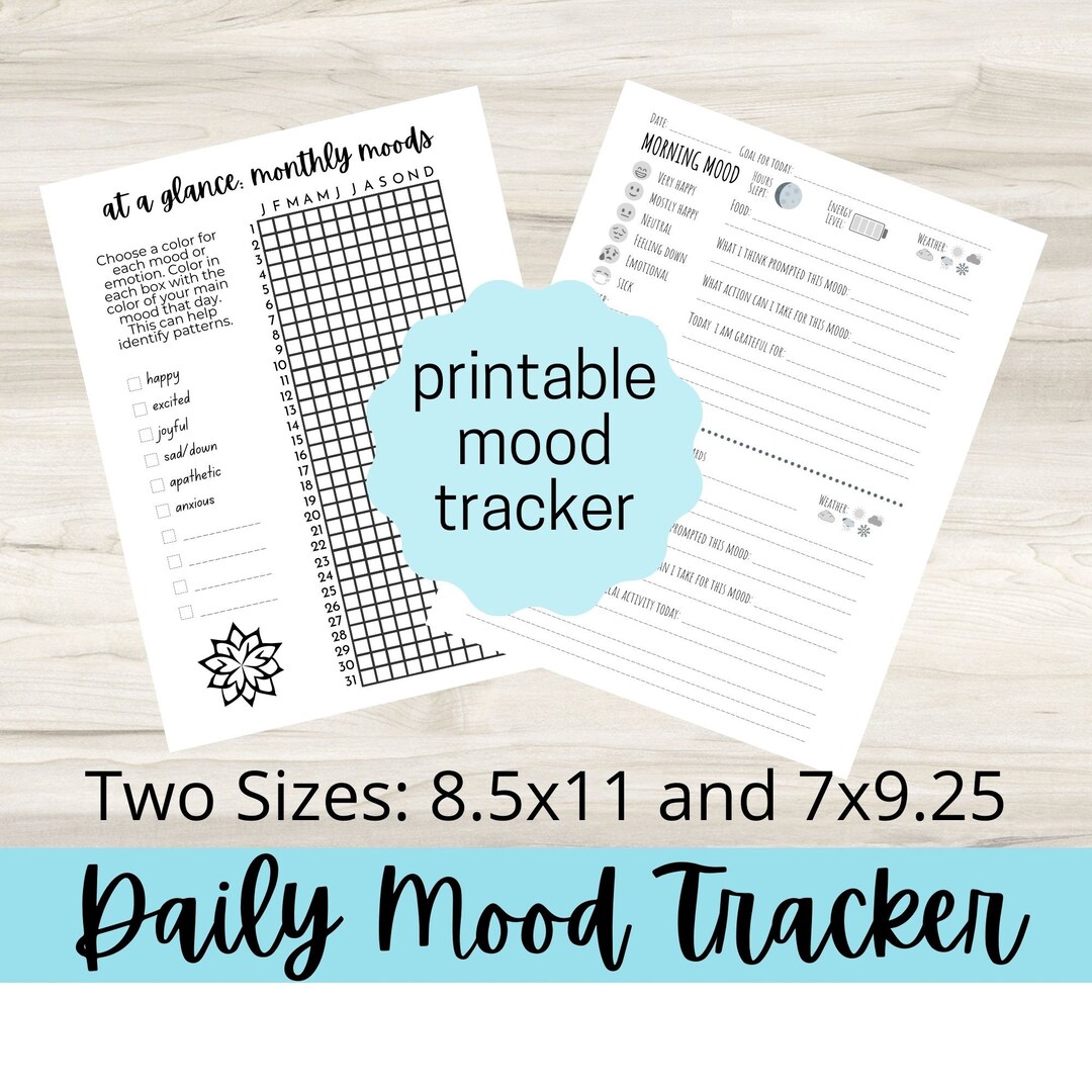 Daily Mood Tracker Printable, Mental Health Tracker, Mood Journal ...