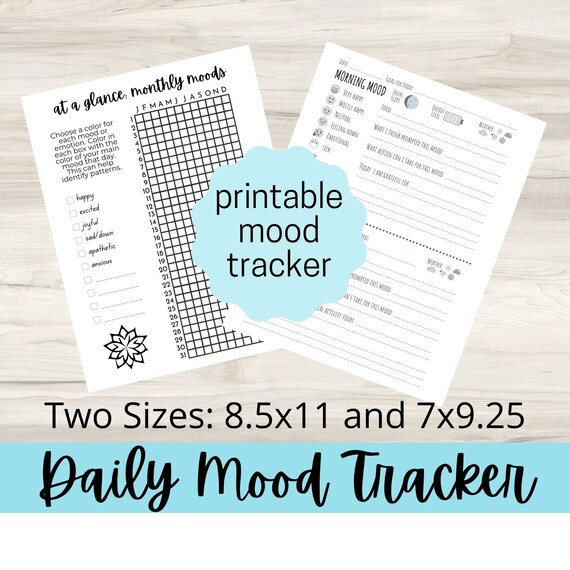Daily Mood Tracker Printable Mental Health Tracker Mood | Etsy