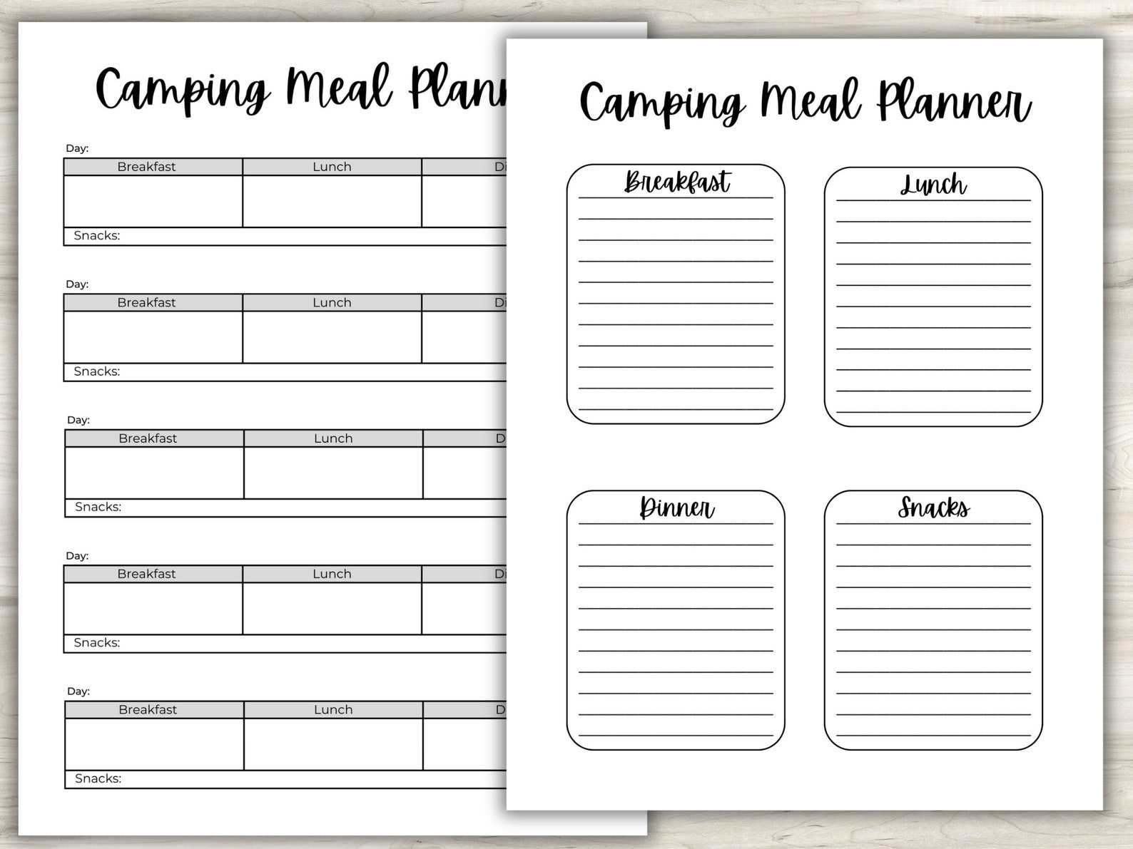 Printable Camping Journal & Logbook Bundle, Meal Planner, Packing List ...