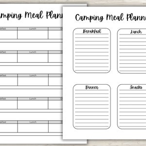 Printable Camping Journal & Logbook Bundle, Meal Planner, Packing List ...