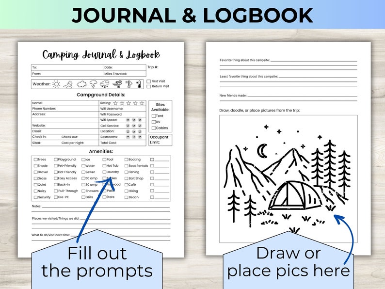 Printable Camping Journal & Logbook Bundle, Meal Planner, Packing List ...