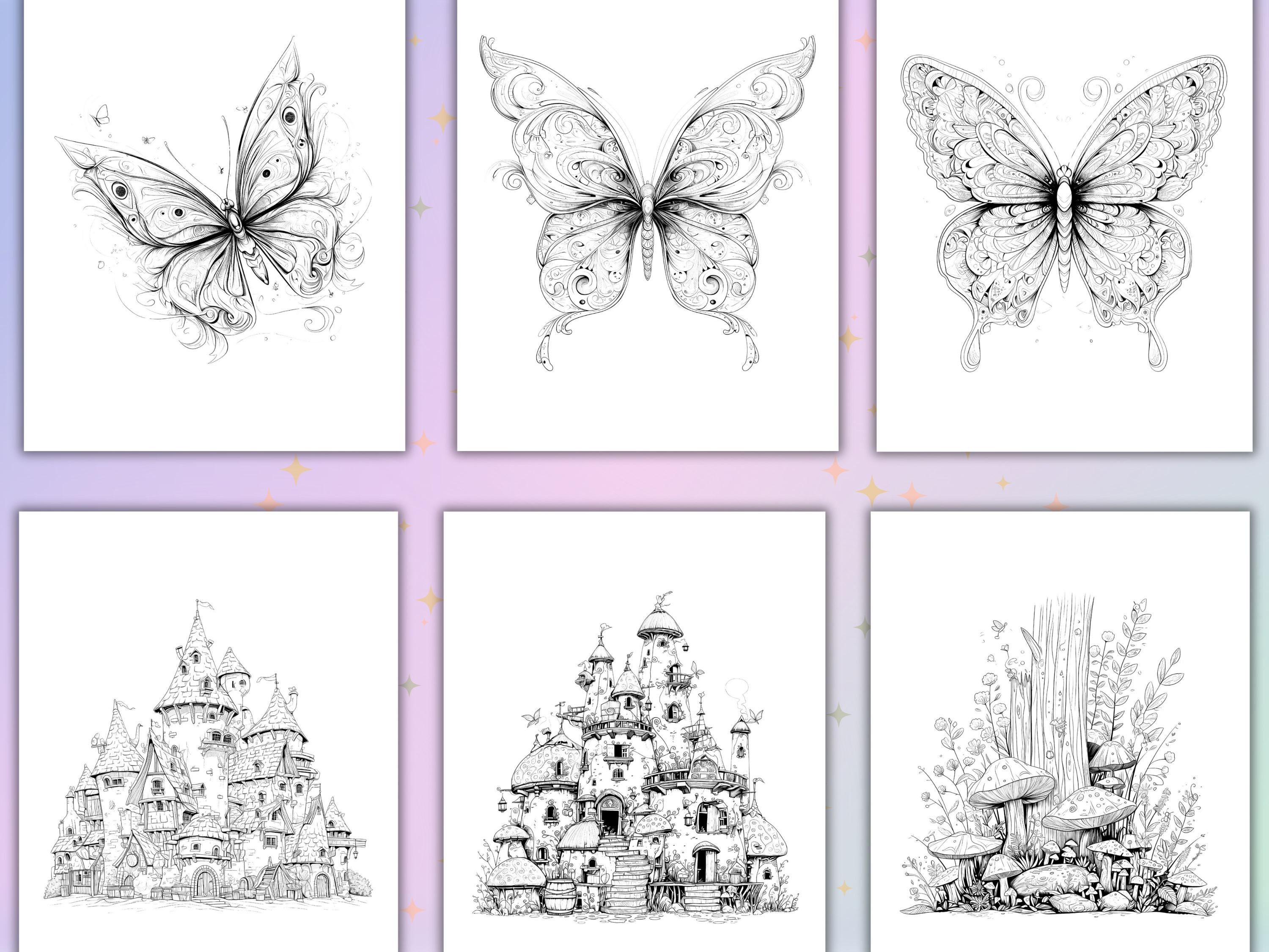 Whimsical Fairy Coloring Pages, Cute Fairies, Fairy Houses, Butterflies ...
