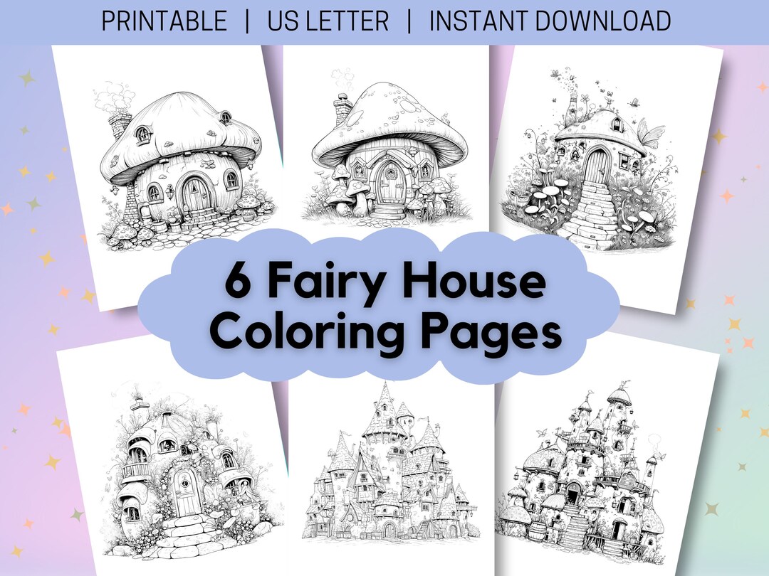 Enchanted Fairy Houses Fantasy Coloring Pages, Whimsical Coloring Pages ...