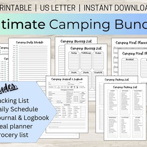 Printable Camping Journal & Logbook Bundle, Meal Planner, Packing List ...
