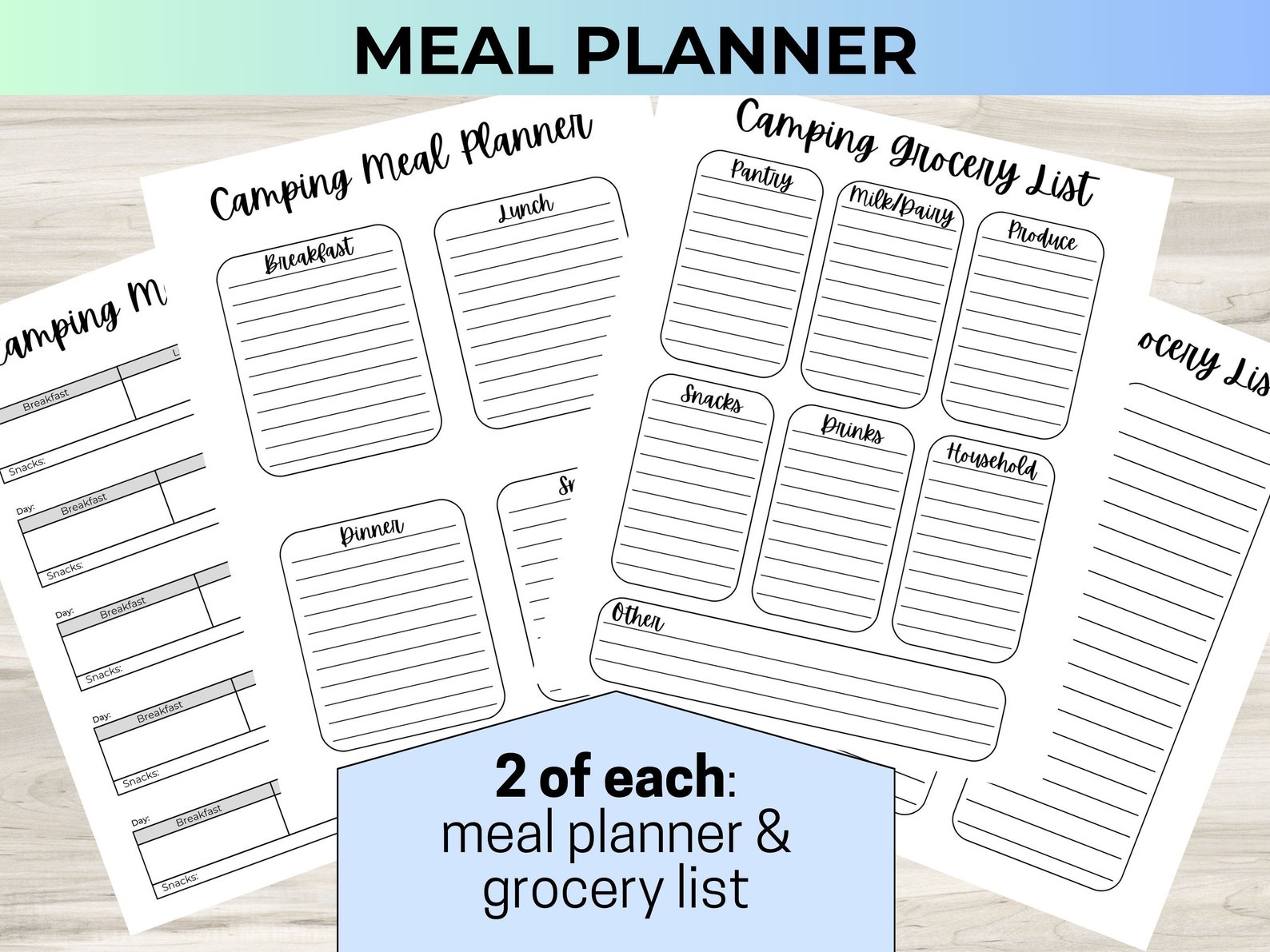 Printable Camping Journal & Logbook Bundle, Meal Planner, Packing List ...