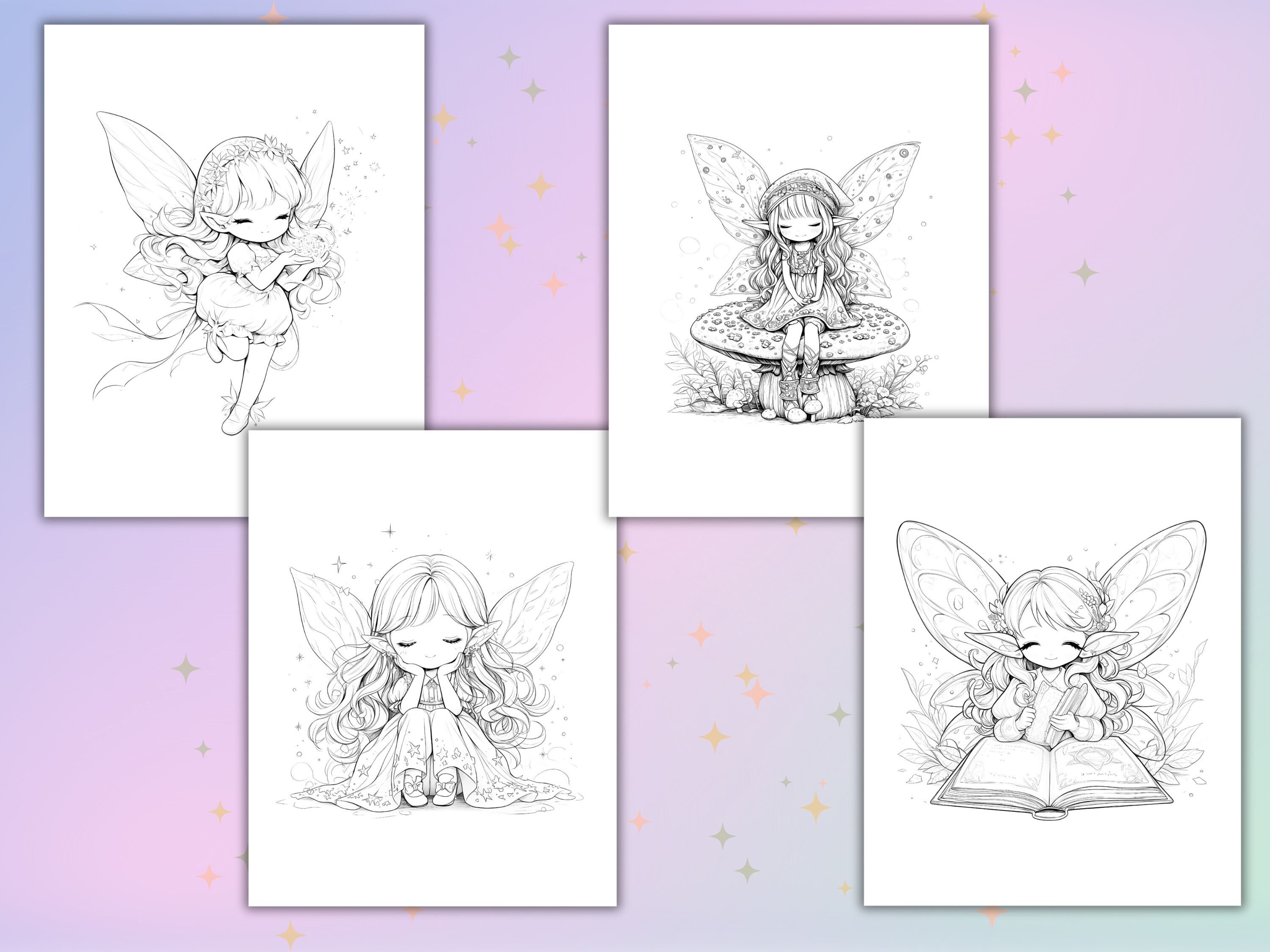 Whimsical Fairy Coloring Pages, Cute Fairies, Fairy Houses, Butterflies ...