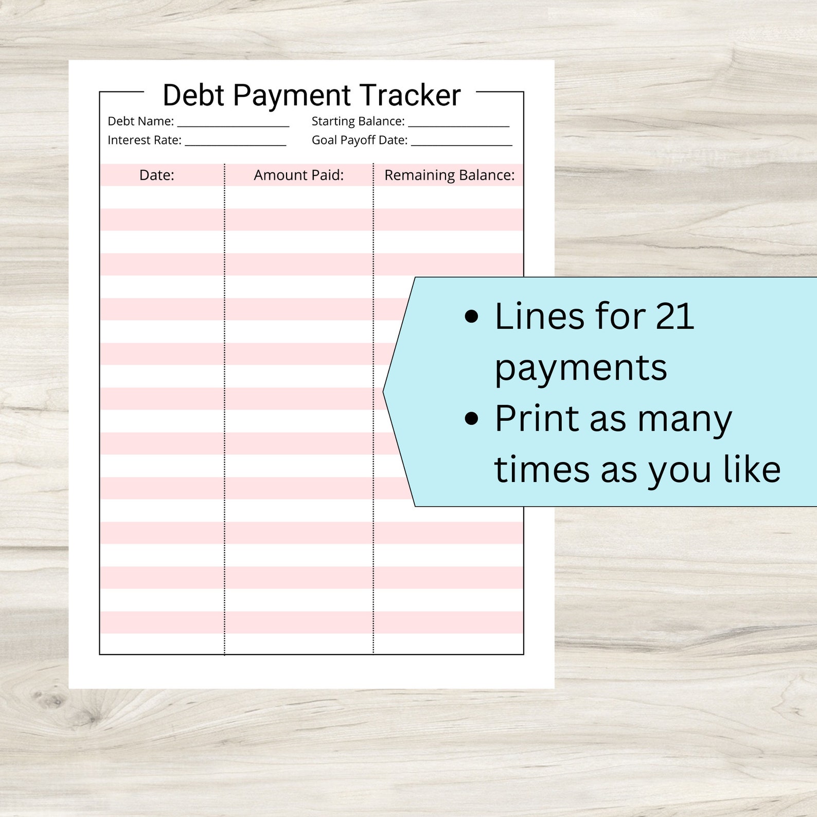 Debt Payoff Tracker Printable Debt Tracker Debt Payment Tracker Debt ...