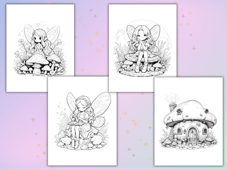 Whimsical Fairy Coloring Pages, Cute Fairies, Fairy Houses, Butterflies ...