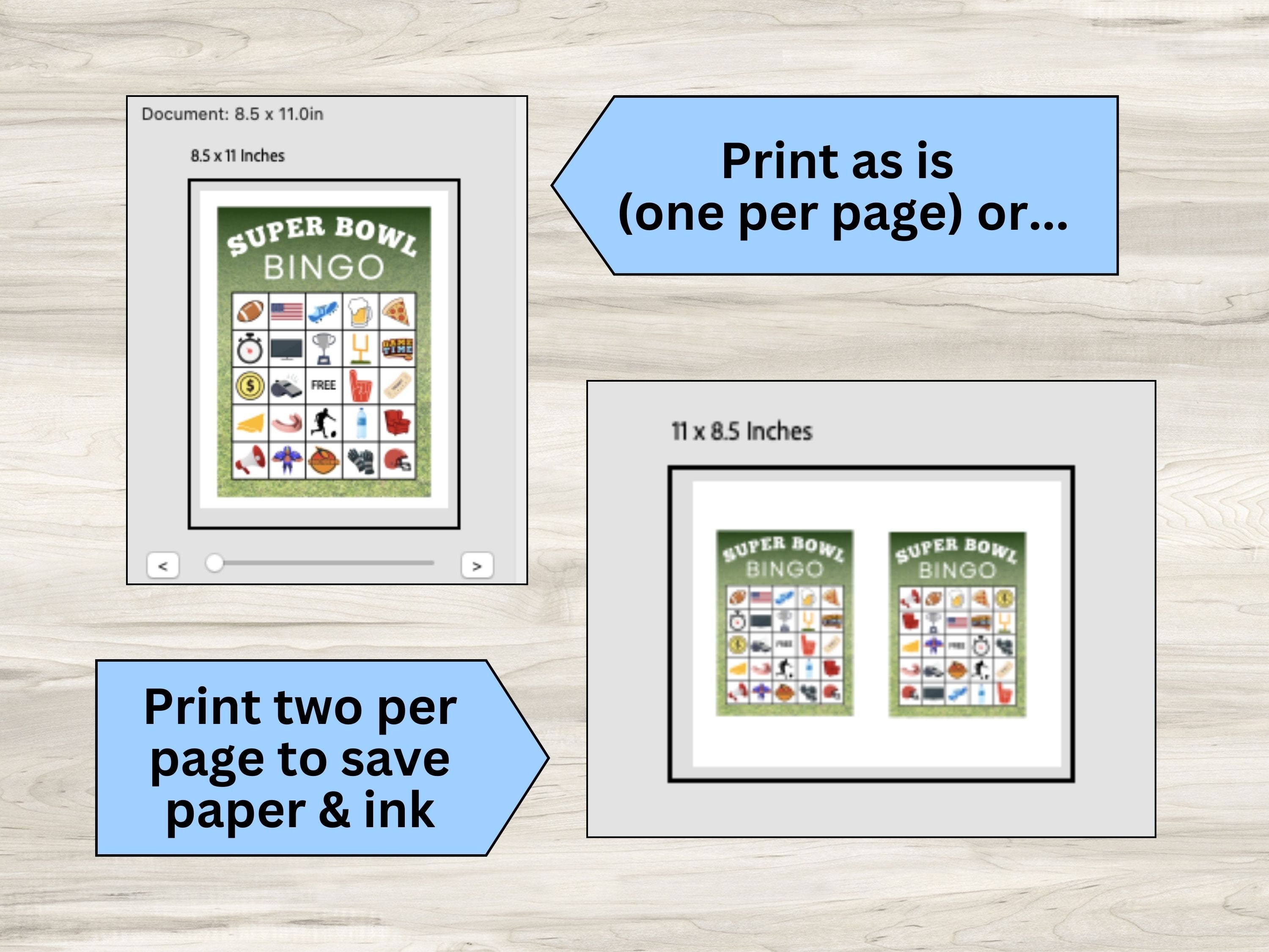 Super Bowl Printable Bingo Game, 25 Superbowl Bingo Cards, Includes ...