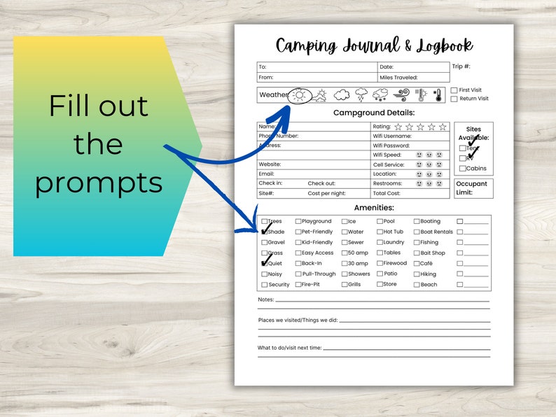Camping Journal & Log Book, Camping Journal Pages, Travel Journal ...